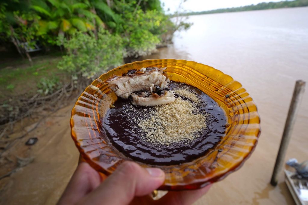 Acai with Fish and Farofa on Combu Island